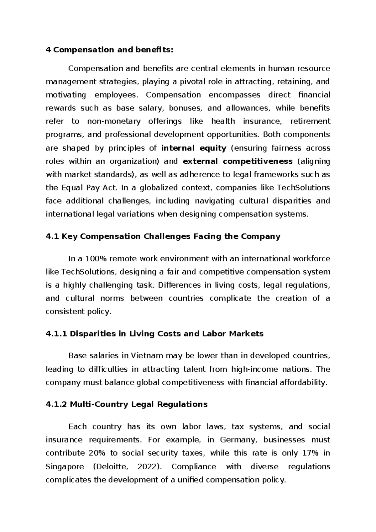 4 HRM Strategies for Compensation & Benefits in Global Context - Studocu