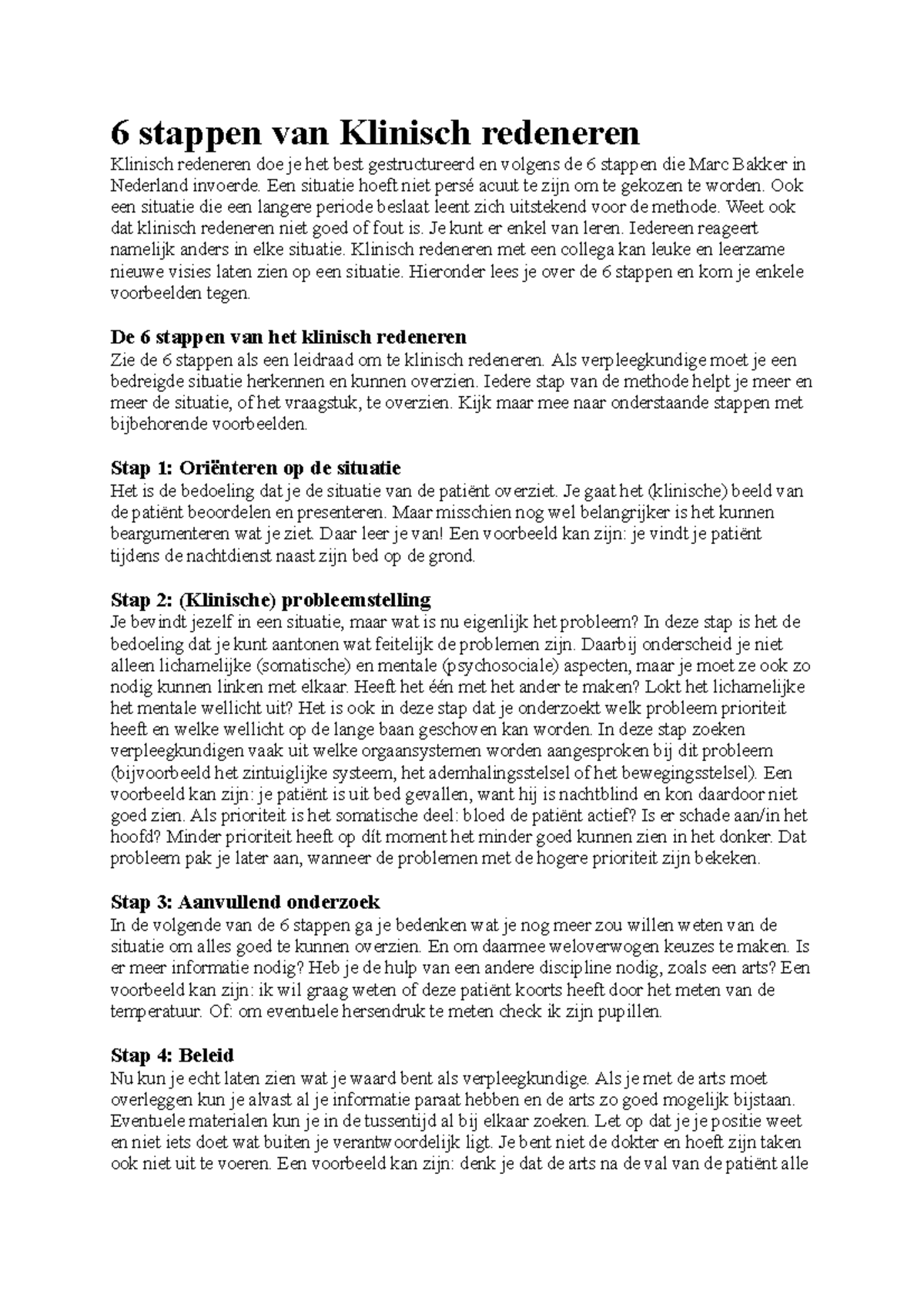 6 Stappen van Klinisch Redeneren: Een Gids voor Verpleegkundigen ...