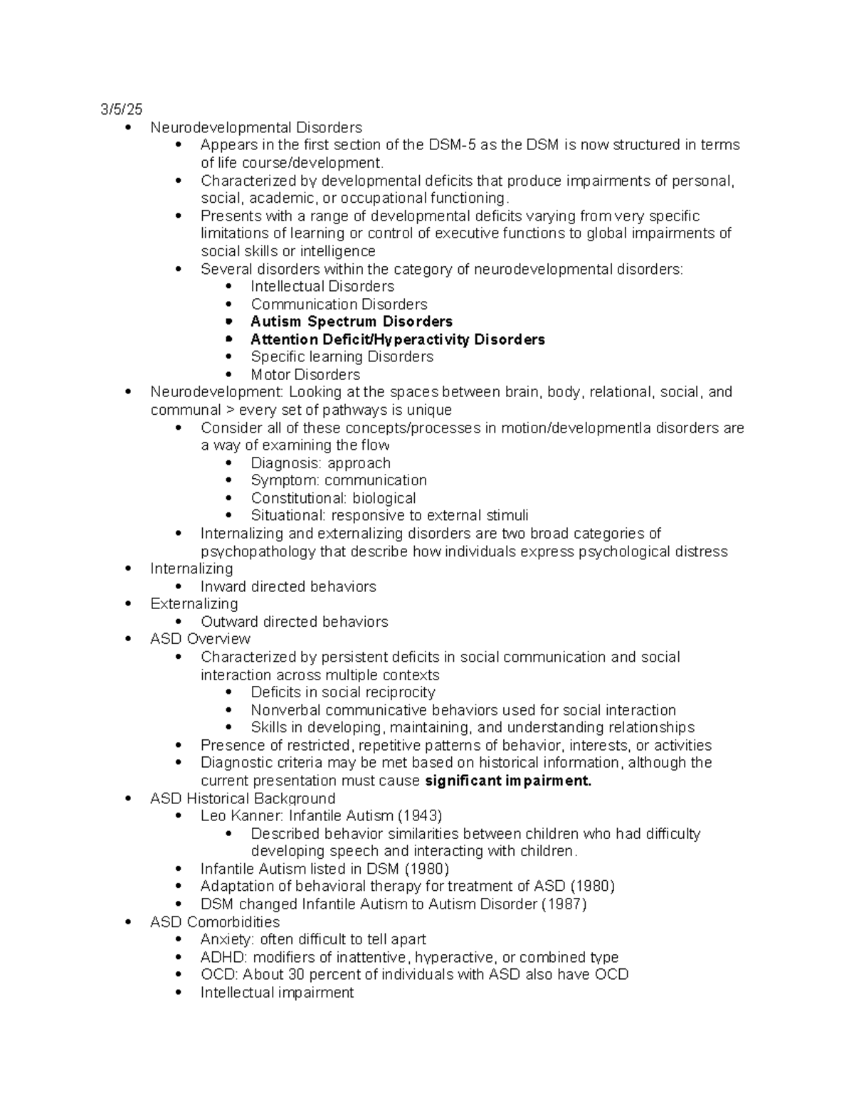 Child Psych 2: Overview of Neurodevelopmental Disorders and Treatments ...