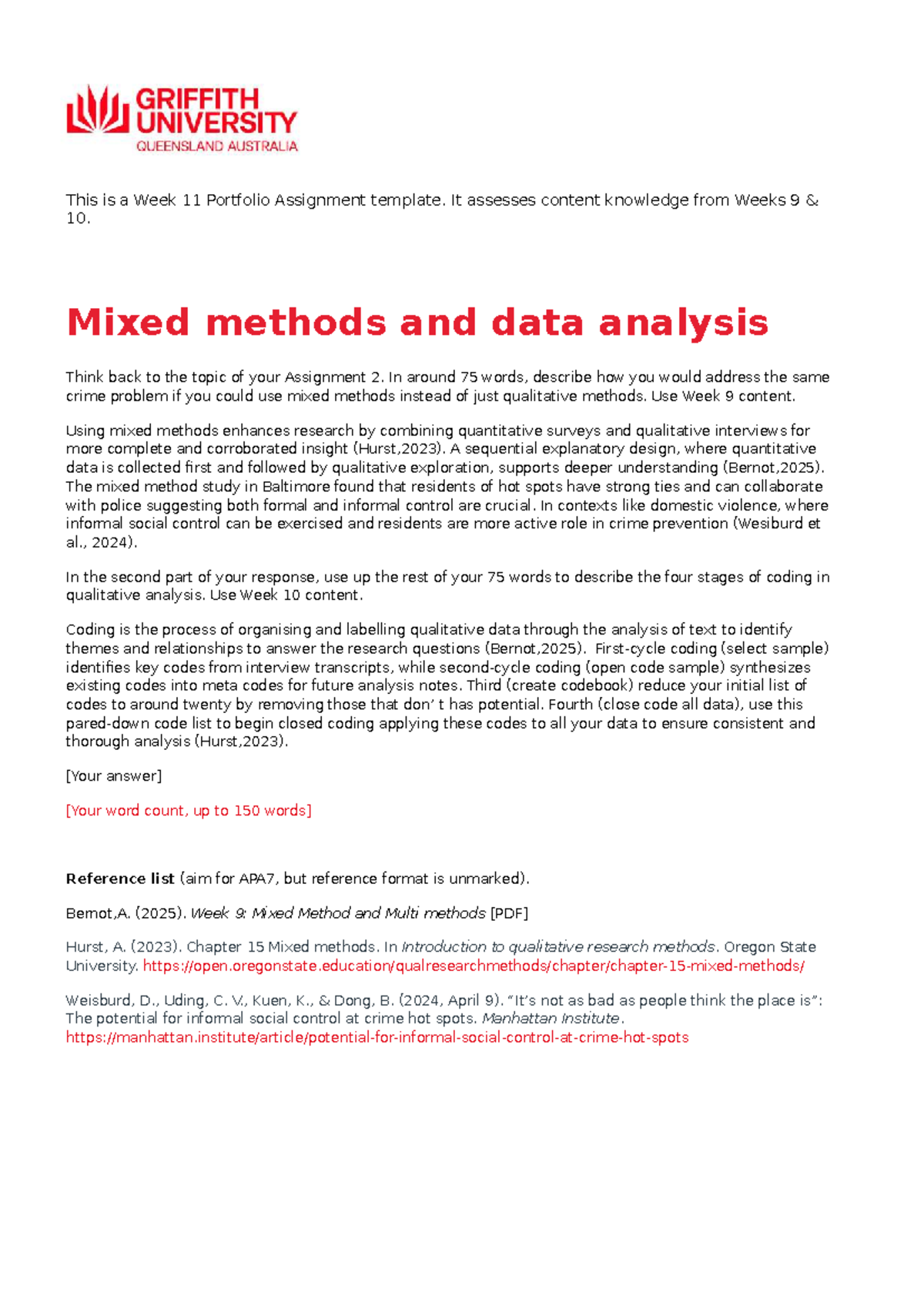 Week 11 Portfolio Assignment: Mixed Methods & Data Analysis - Studocu