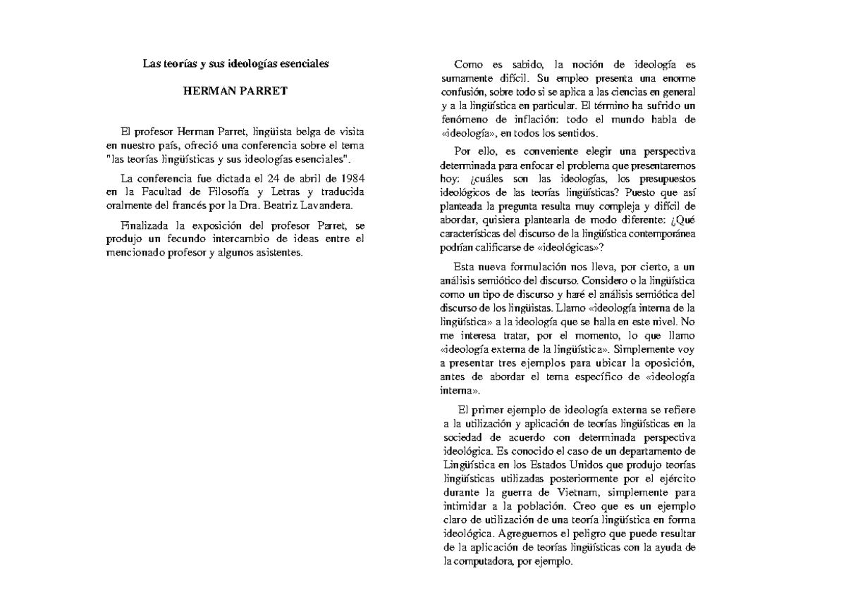 4 parret 1 las teorias y sus ideologias esenciales - Las teorías y sus ...