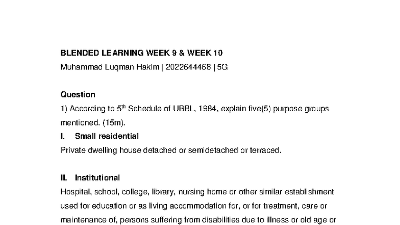 Blended Learning: UBBL 1984 Purpose Groups & Natural Ventilation - Studocu