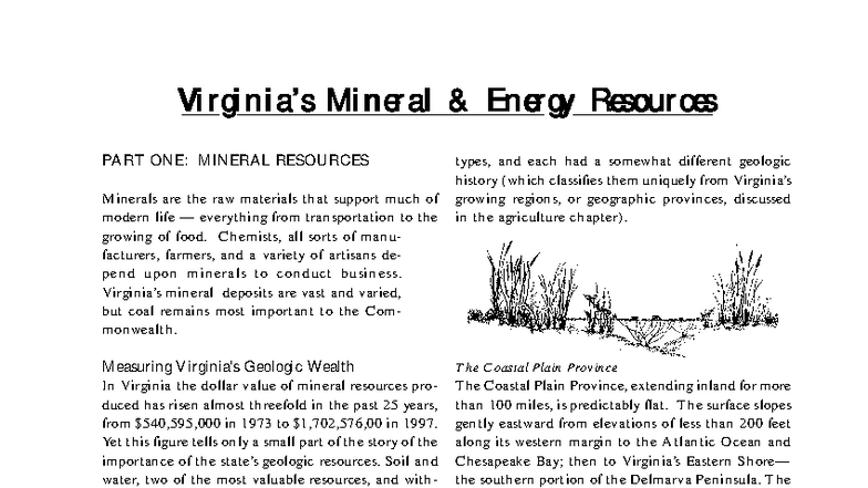 Virginia Mineral and Energy Resources: An Overview of Geology and ...