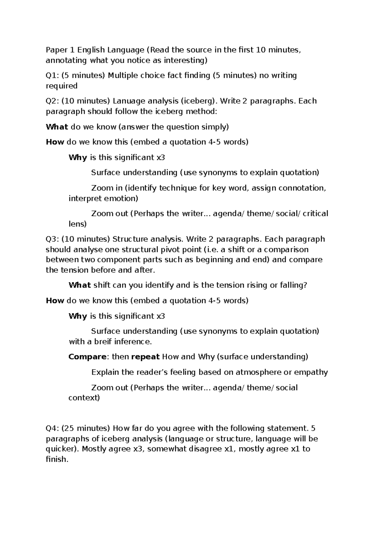 English Language Paper 1: Annotated Exam Guide and Analysis - Studocu