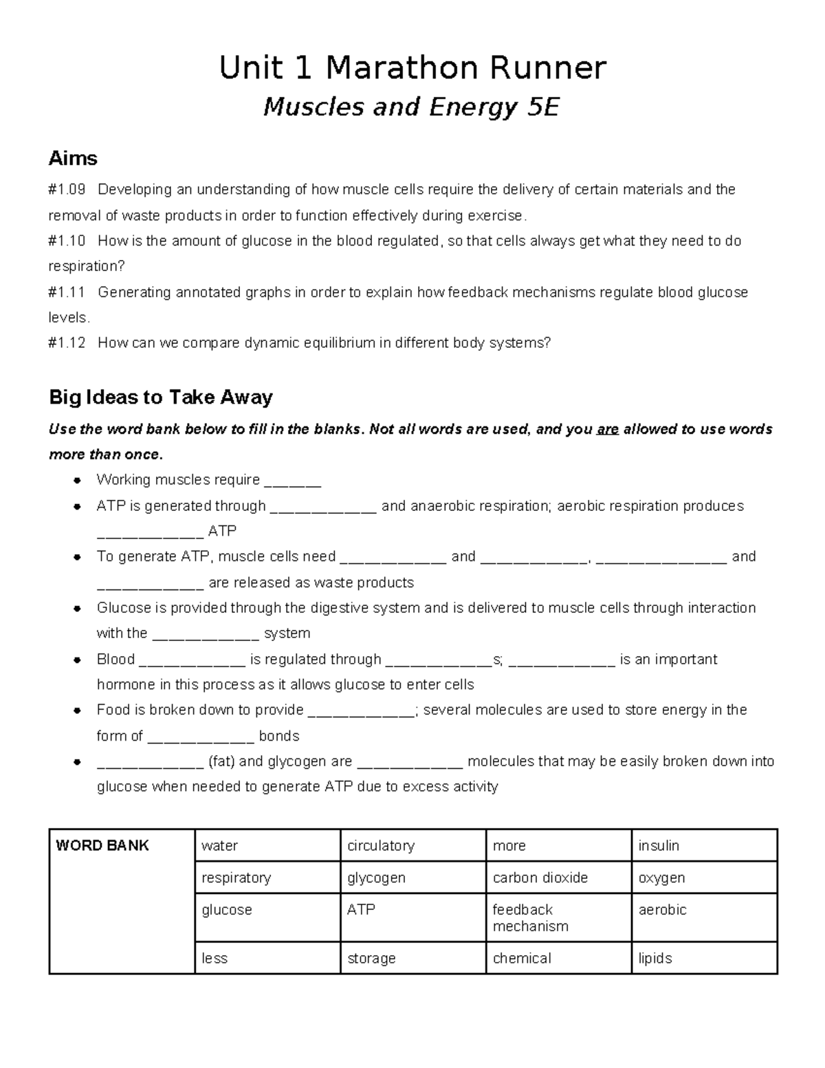 1.12 Unit 1 Assignment: Muscles, Energy, and Blood Glucose Regulation ...