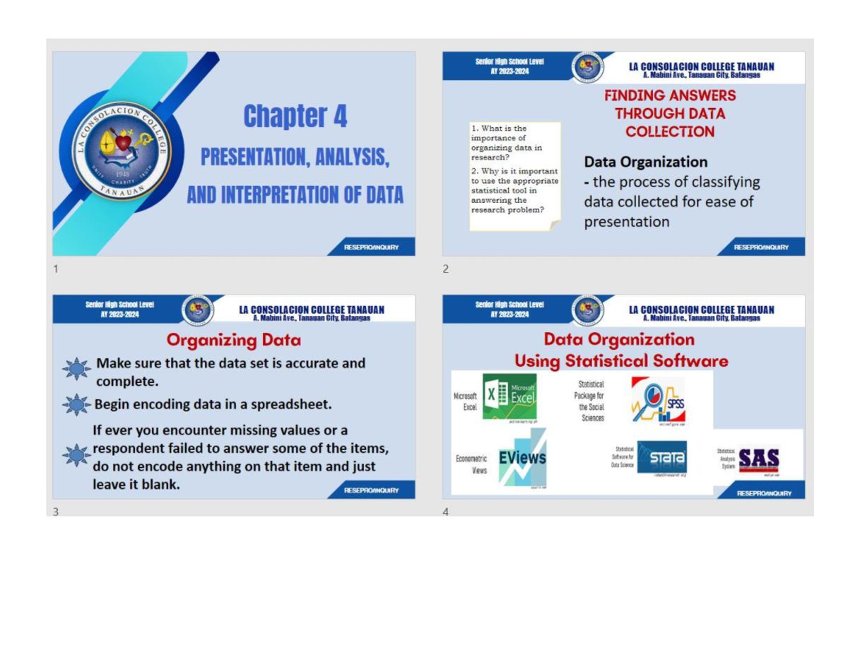 Finding answers through data presentation, analysis, and interpretation ...