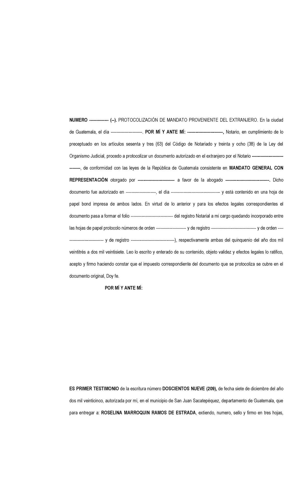 Protocolización de Mandato General en Guatemala - 2023 - Studocu