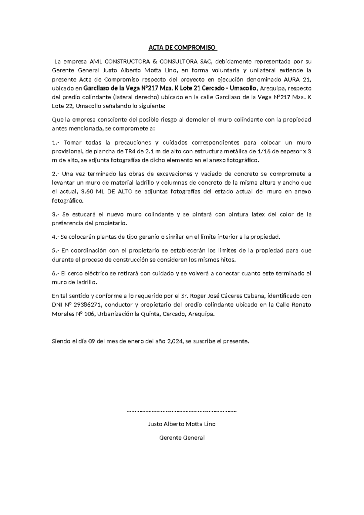 ACTA DE COMPROMISO AURA 21 - LATERAL IZQUIERDO - Studocu