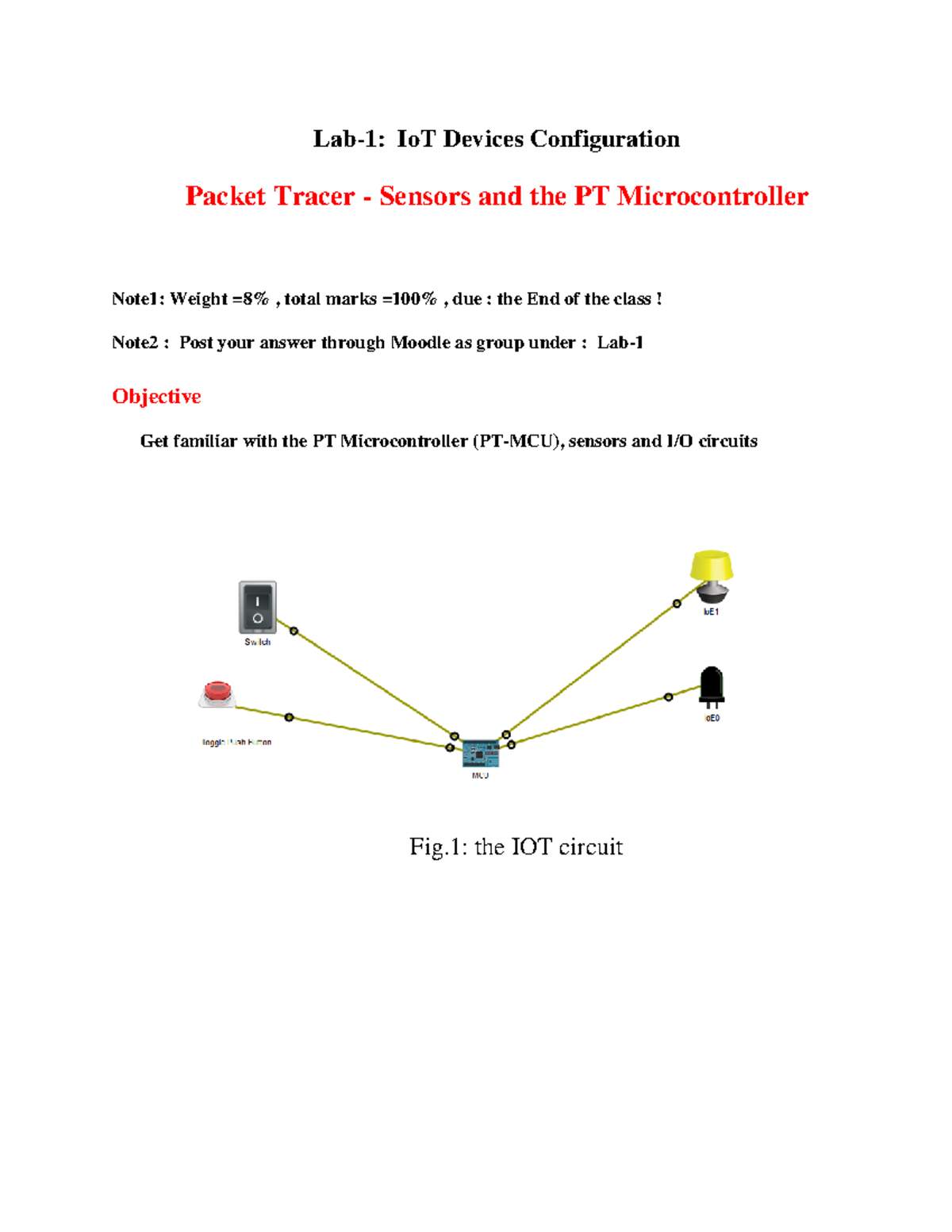 Lab-1 - packet tracer - Lab-1: IoT Devices Configuration Packet Tracer - Sensors and the PT ...