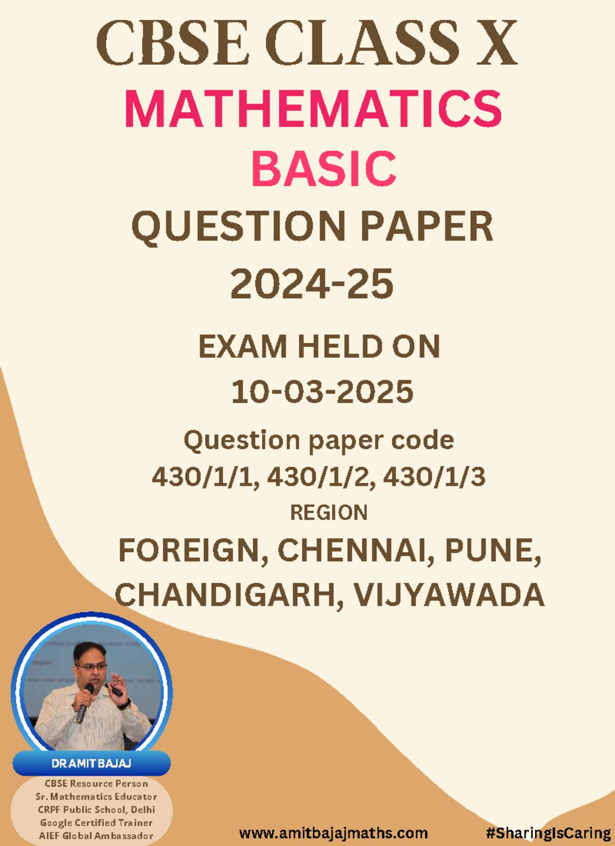 CBSE CLASS X MATHEMATICS BASIC QUESTION PAPER (430-1-1) - Studocu