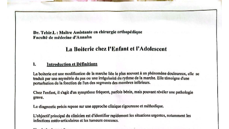 Boiterie chez l'Enfant et Adolescent - Dr Tehir, Médecine Orthopédique ...