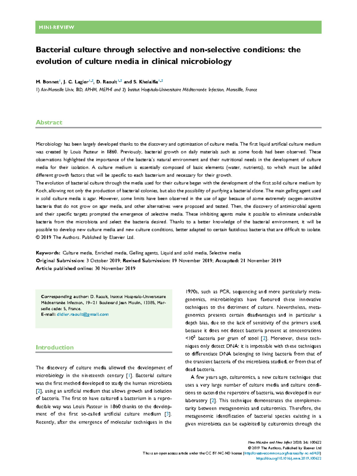 NMNI 34: Evolution of Bacterial Culture Media in Clinical Microbiology ...