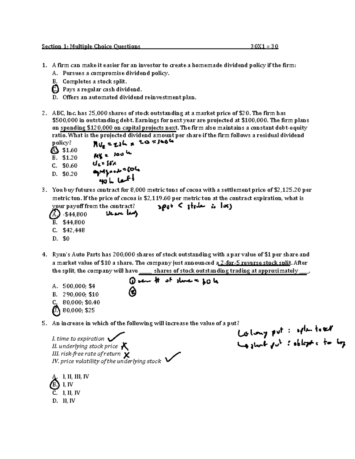 Mock Test Midterm 2: Multiple Choice Questions 30X1 - Studocu