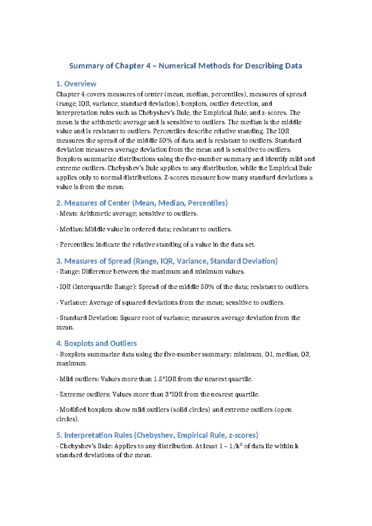 Chapter 4 Summary: Numerical Methods for Data Analysis - Studocu