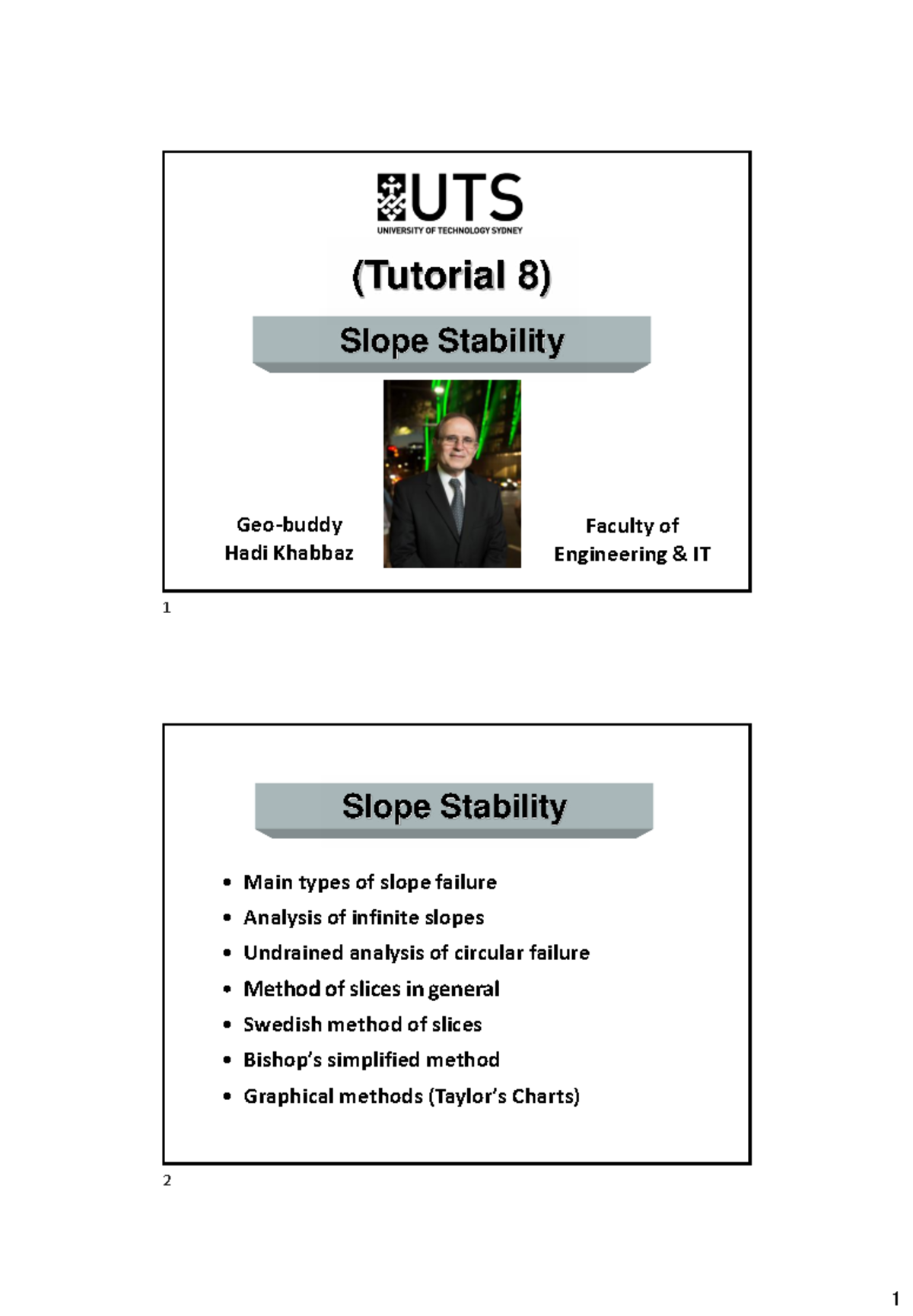 (Tutorial 8) Slope Stability Analysis and Centroid Calculations IT 1 - Studocu