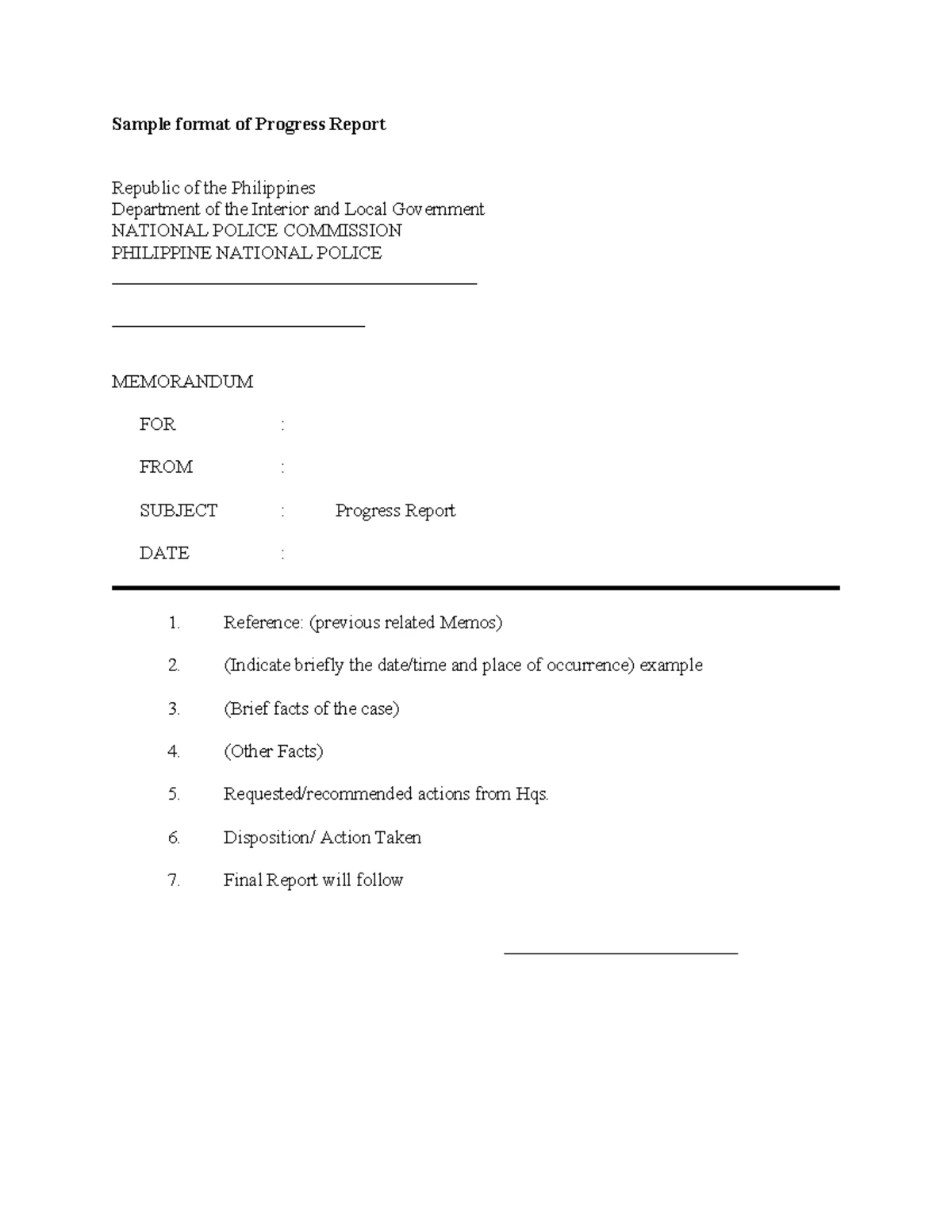 Sample Format of Investigation Report - Sample Format of Investigation ...