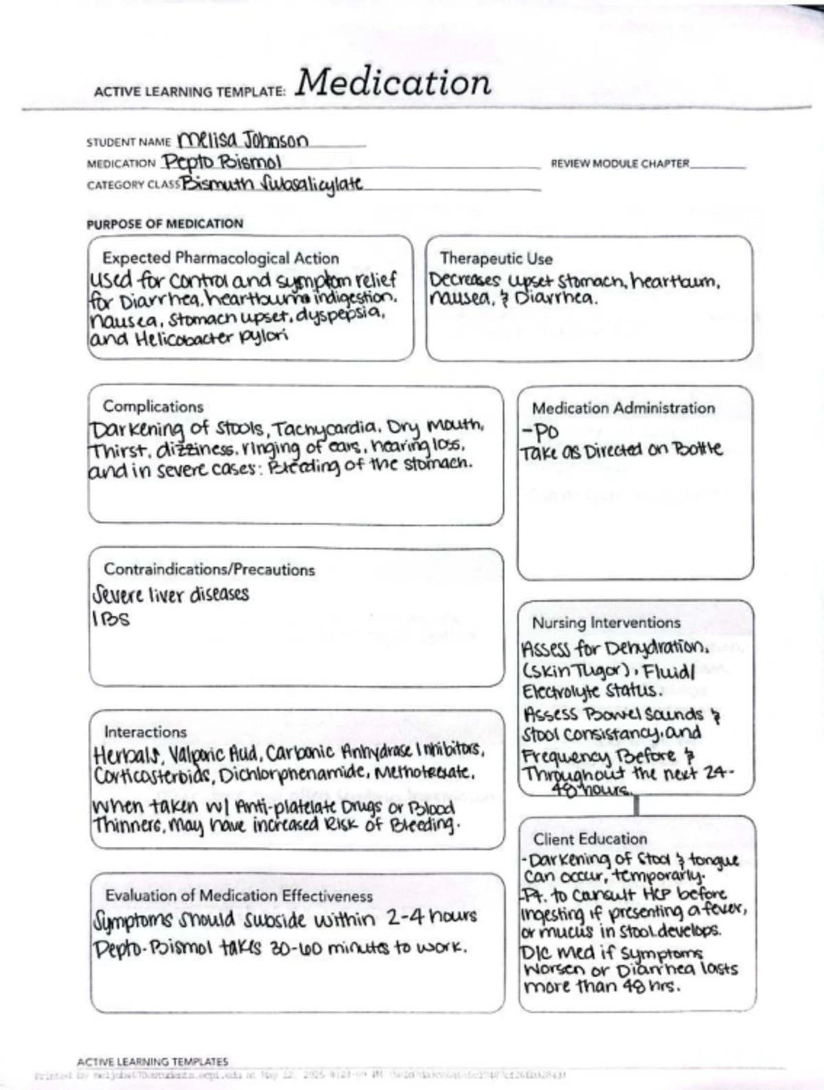 ACTIVE LEARNING TEMPLATE: Streptomycin Drug Card Review for Antibiotic ...