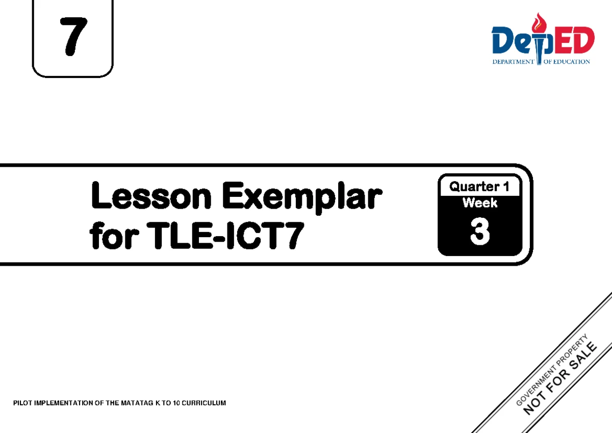 Lesson Exemplar TLE-ICT 7 Quarter 1 Week 5 - PILOT IMPLEMENTATION OF ...