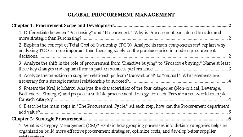 GLOBAL PROCUREMENT MANAGEMENT (Học kỳ 3) Lecture Notes: Procurement ...