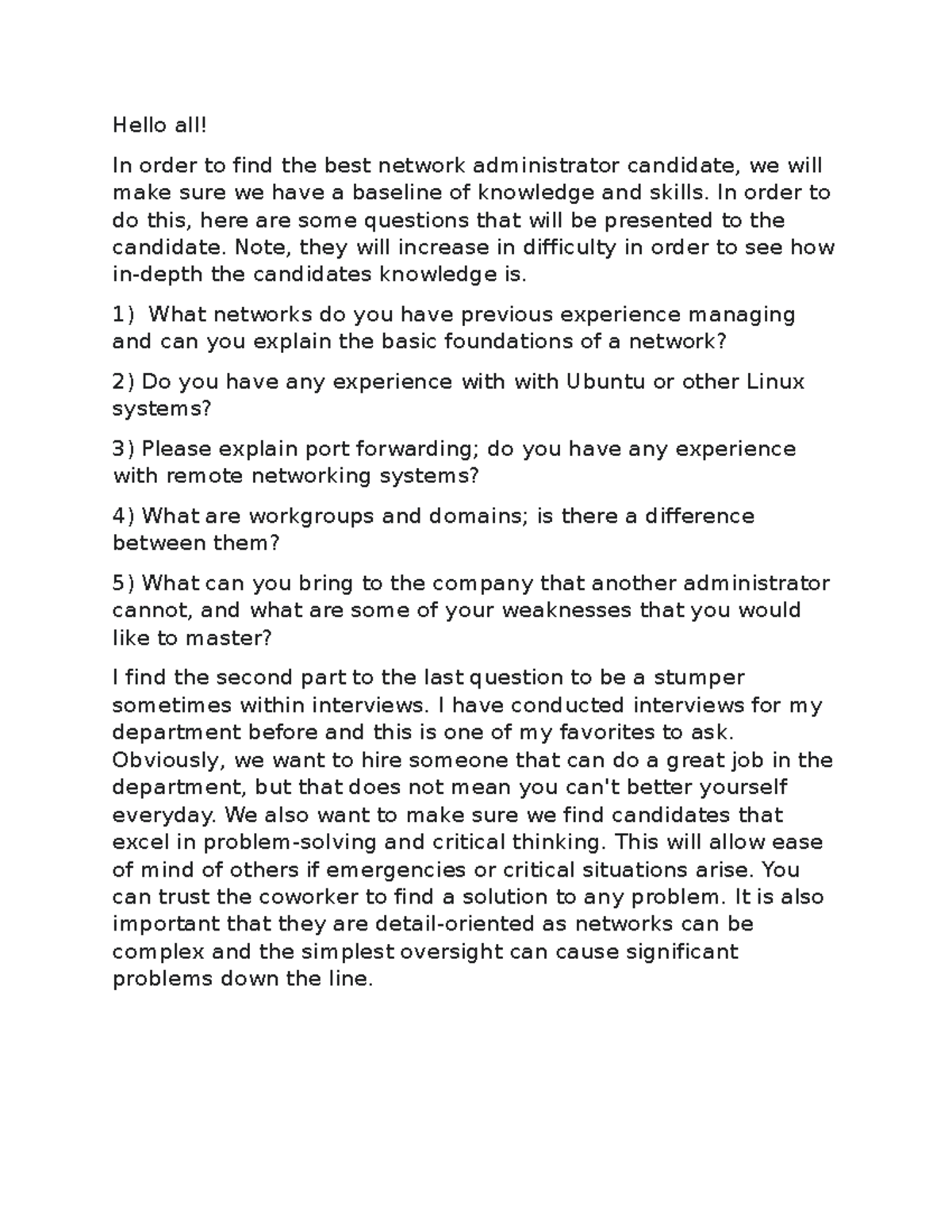 Module 2 Discussion - Hello all! In order to find the best network ...