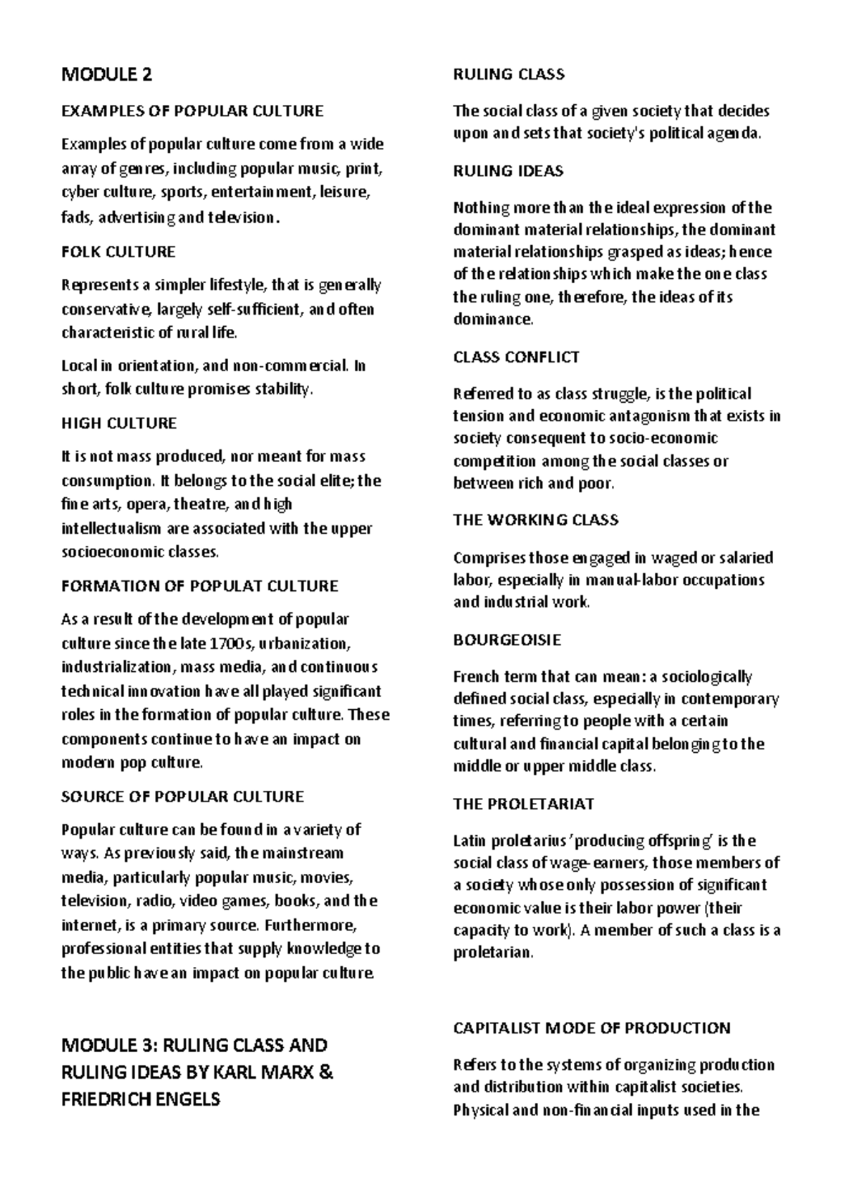 PHIL 201 - Pop Culture & Class Dynamics Activity Sheet - Studocu