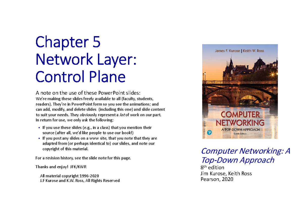 Ch5 - Networking Summary: Control Plane Insights & Algorithms - Studocu