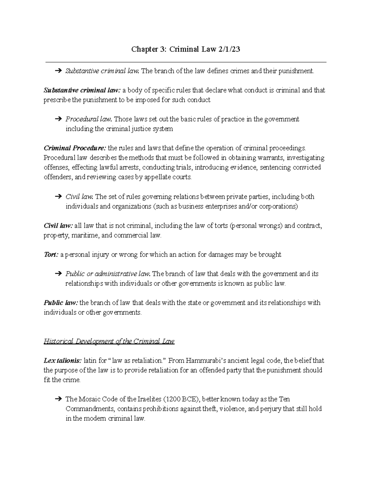 CCJ1020 Chapter 3 Criminal Law - Chapter 3: Criminal Law 2/1 ...