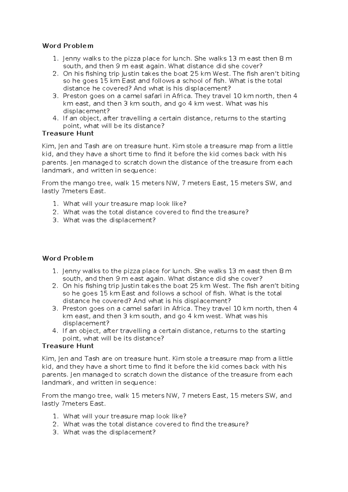 Word Problems on Distance and Displacement for Math 101 - Studocu