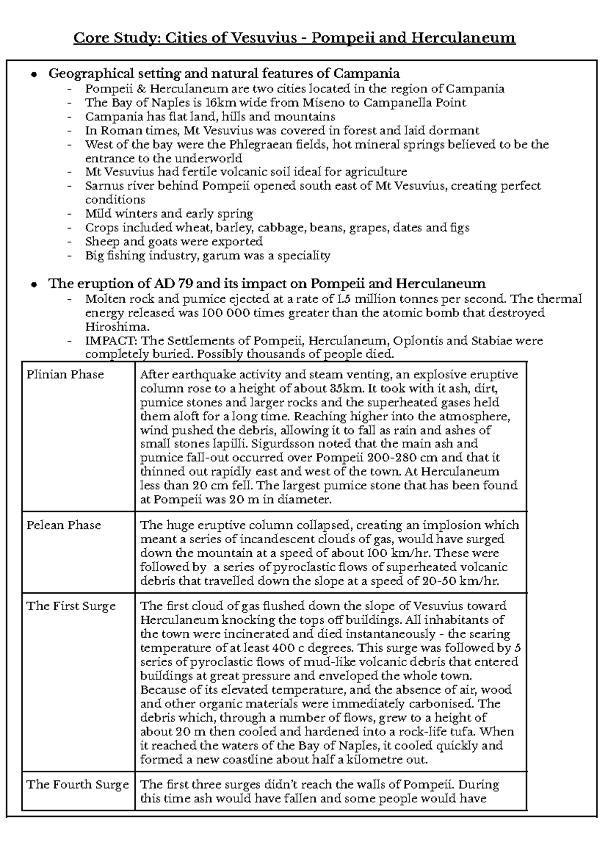 Core Study: Geography and Eruption Impact of Pompeii & Herculaneum ...