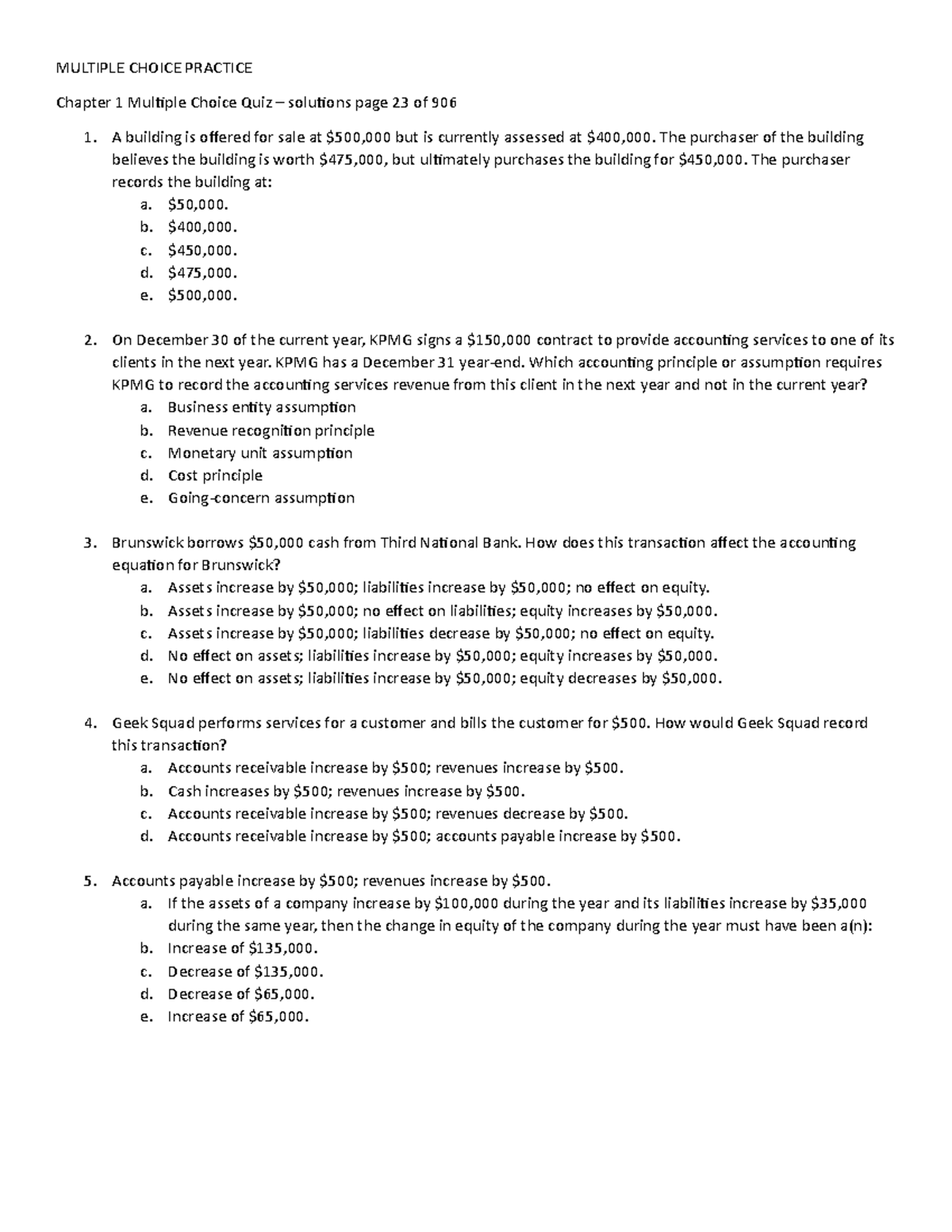 Exam MC Practice - Chapters 1, 14, 18 Choice Quiz - Studocu