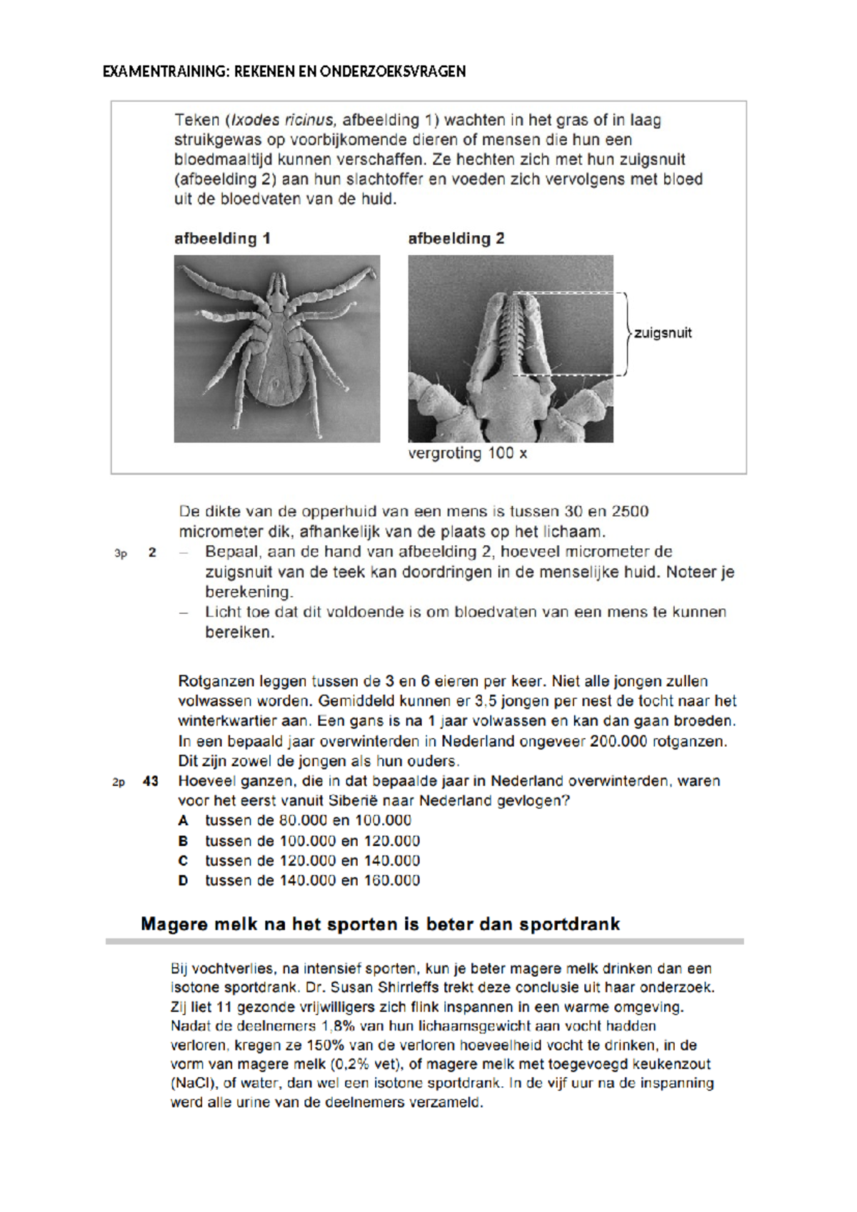 Rekenen & Onderzoek Examenopgaven: Teken, Ganzen en Voeding - Studeersnel