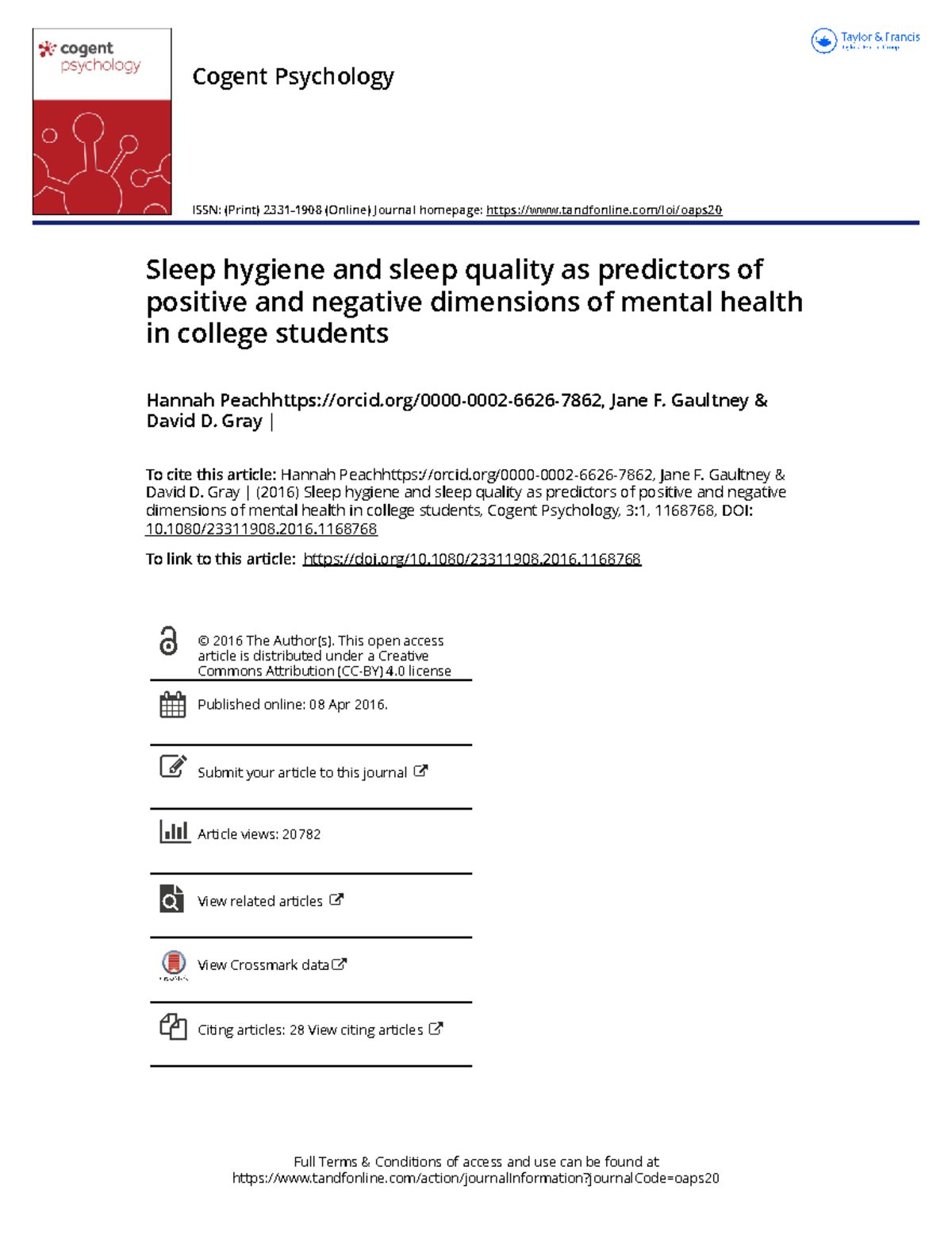Sleep hygiene and sleep quality as predictors of positive and negative ...