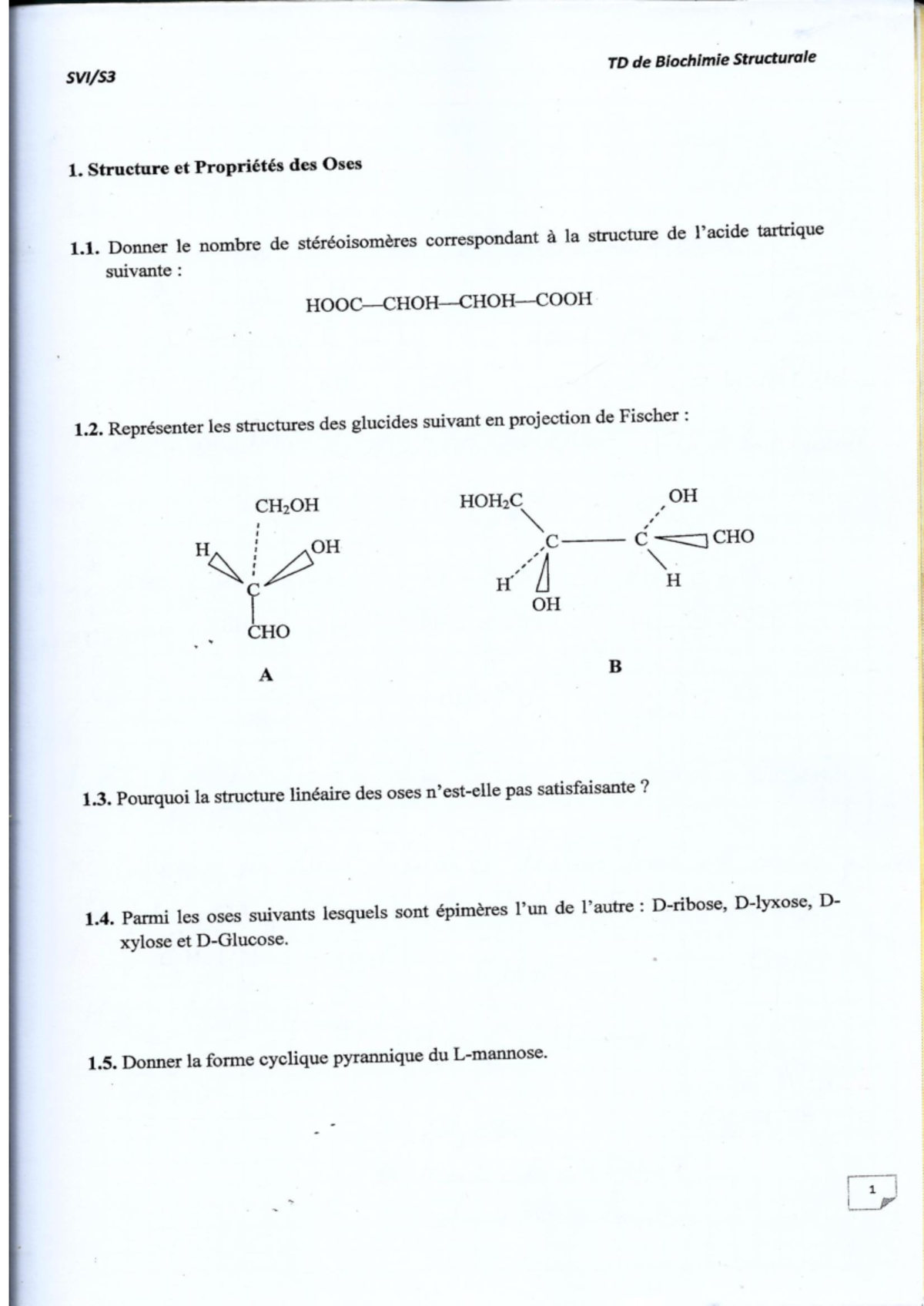 Bioch-serie 1+2+corr - bio - TD de Biochimie Structurale 1. Structure ...