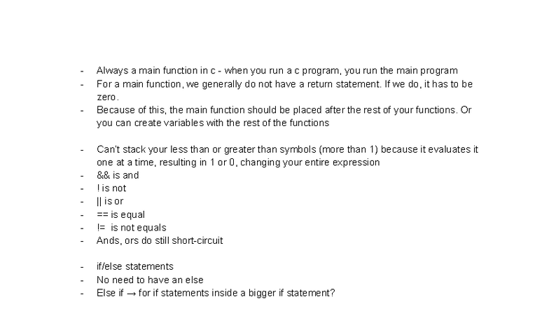 Week 1 C Programming - Functional Notes and Main Function Insights ...