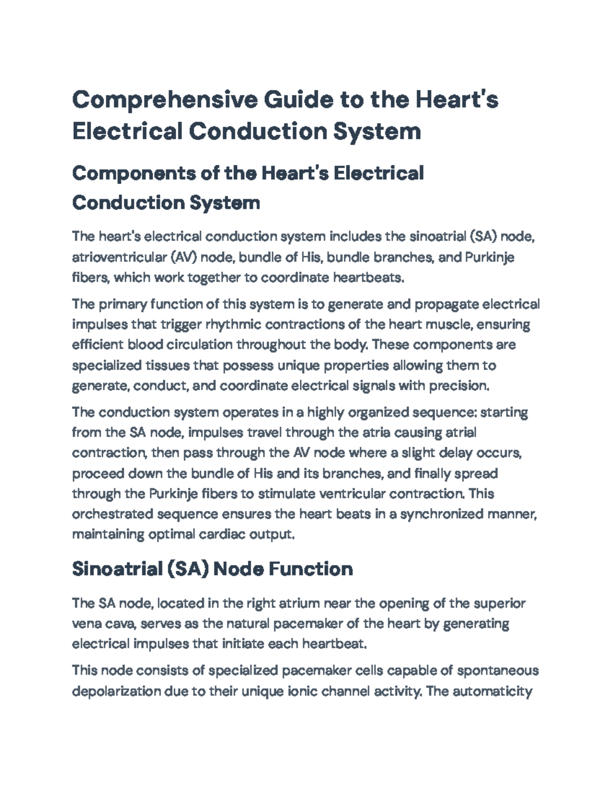 Comprehensive Overview of the Electrical Conduction System (BIO 101 ...
