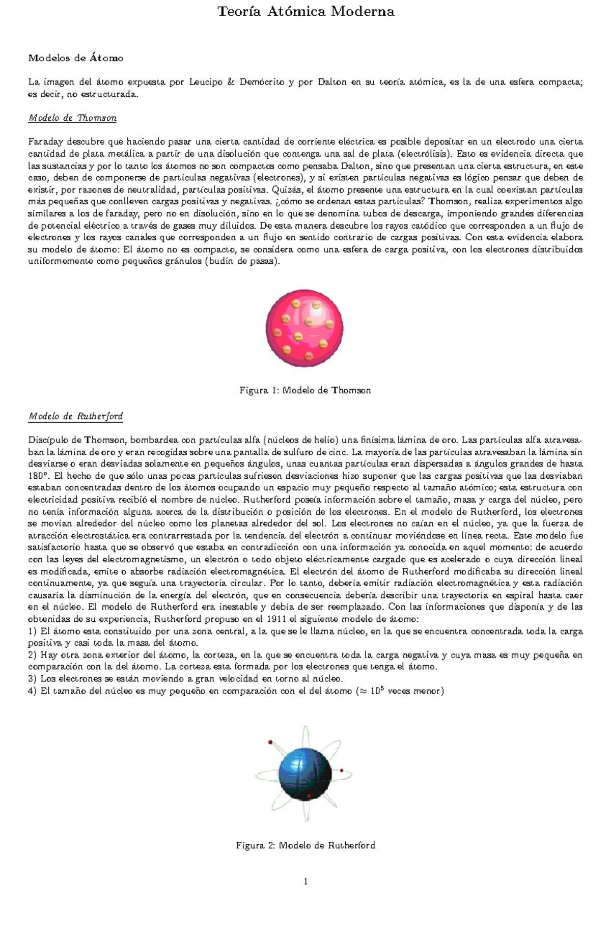 Modelo De Teoría Atómica Moderna MODELO ATÓMICO DE LA MATERIA