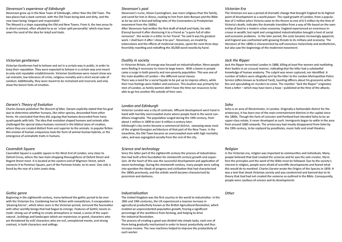 Jekyll & Hyde (ENG 101) - Exploring the Historical Context and ...