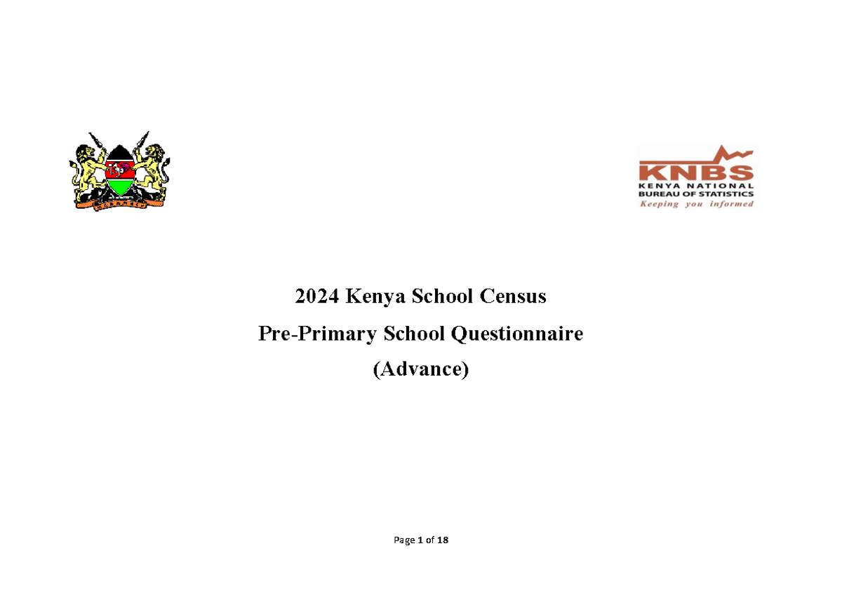 2024 School Census Pre-Primary Advance Questionnaire Final Document ...