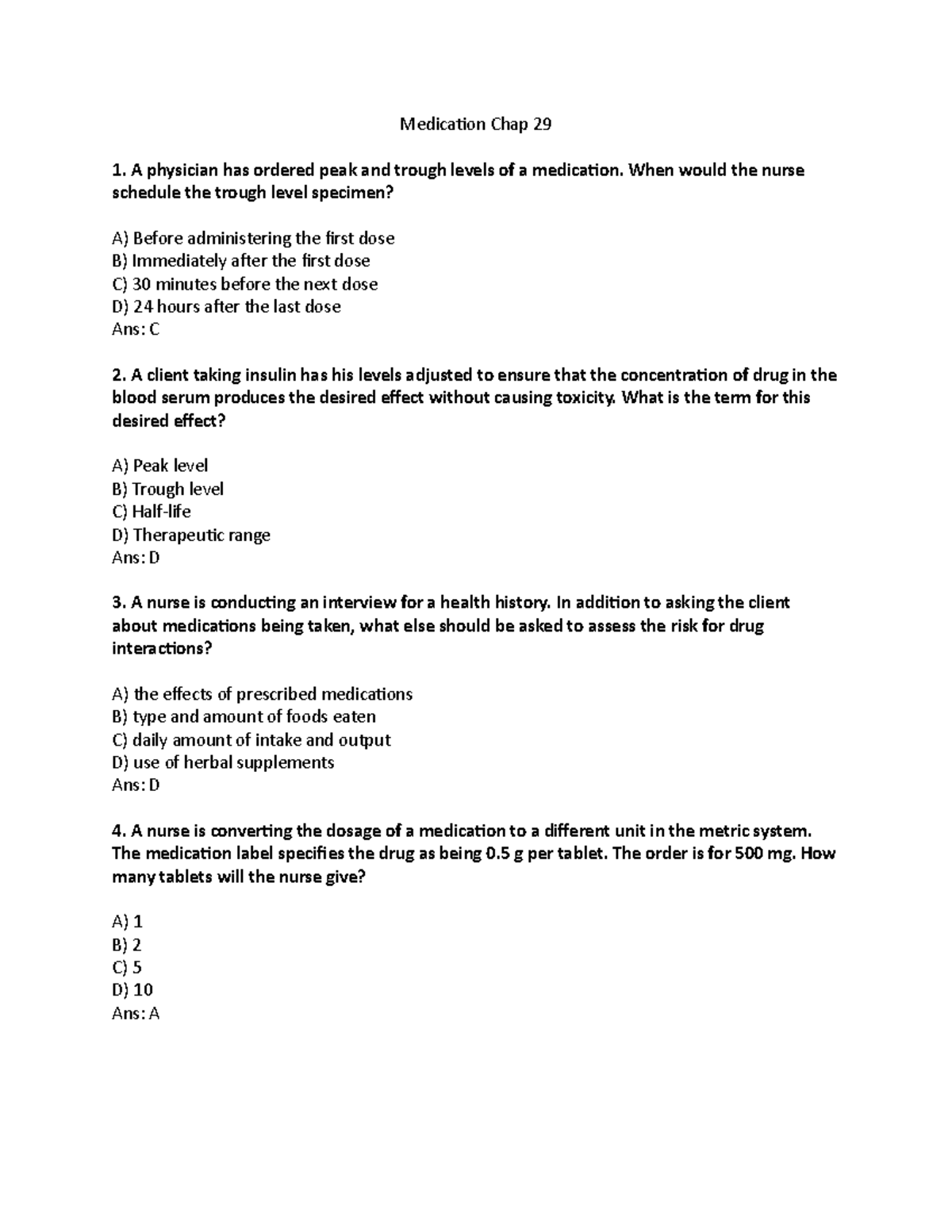 Fundamental midterm 2021 - Medication Chap 29 1. A physician has ...