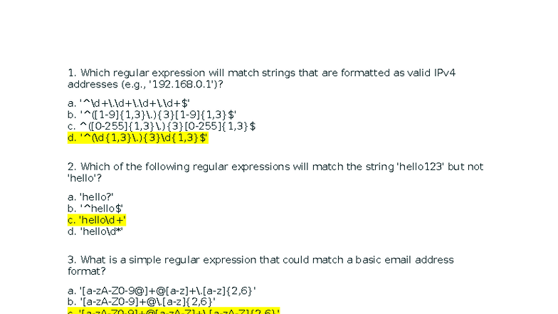 CISC3025 NPL Quiz: Regular Expressions and Patterns - Studocu