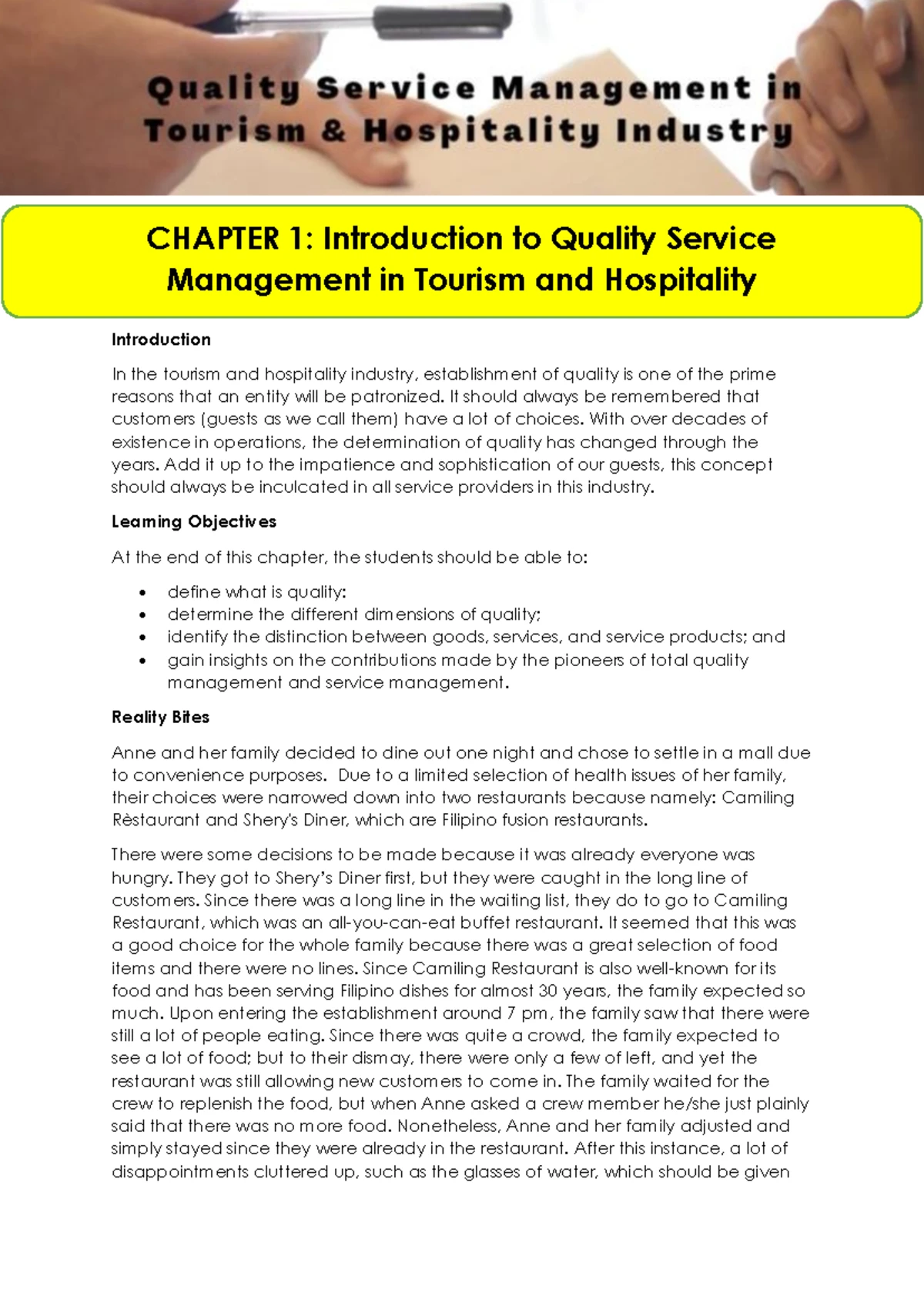 Module 4 The Guest and The Service Setting - Module 4: The Guest and The Service Setting The ...