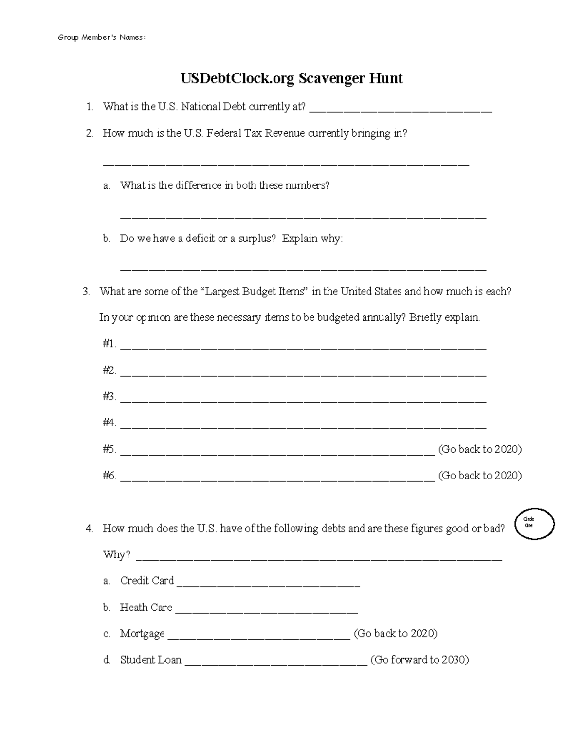 Group Names: USDebtClock.org Scavenger Hunt Analysis (2025) - Studocu