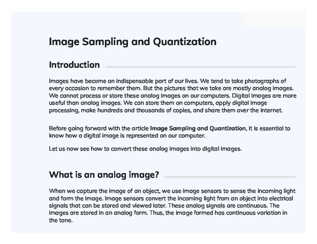 Image Sampling & Quantization: Understanding Digital Image Conversion ...
