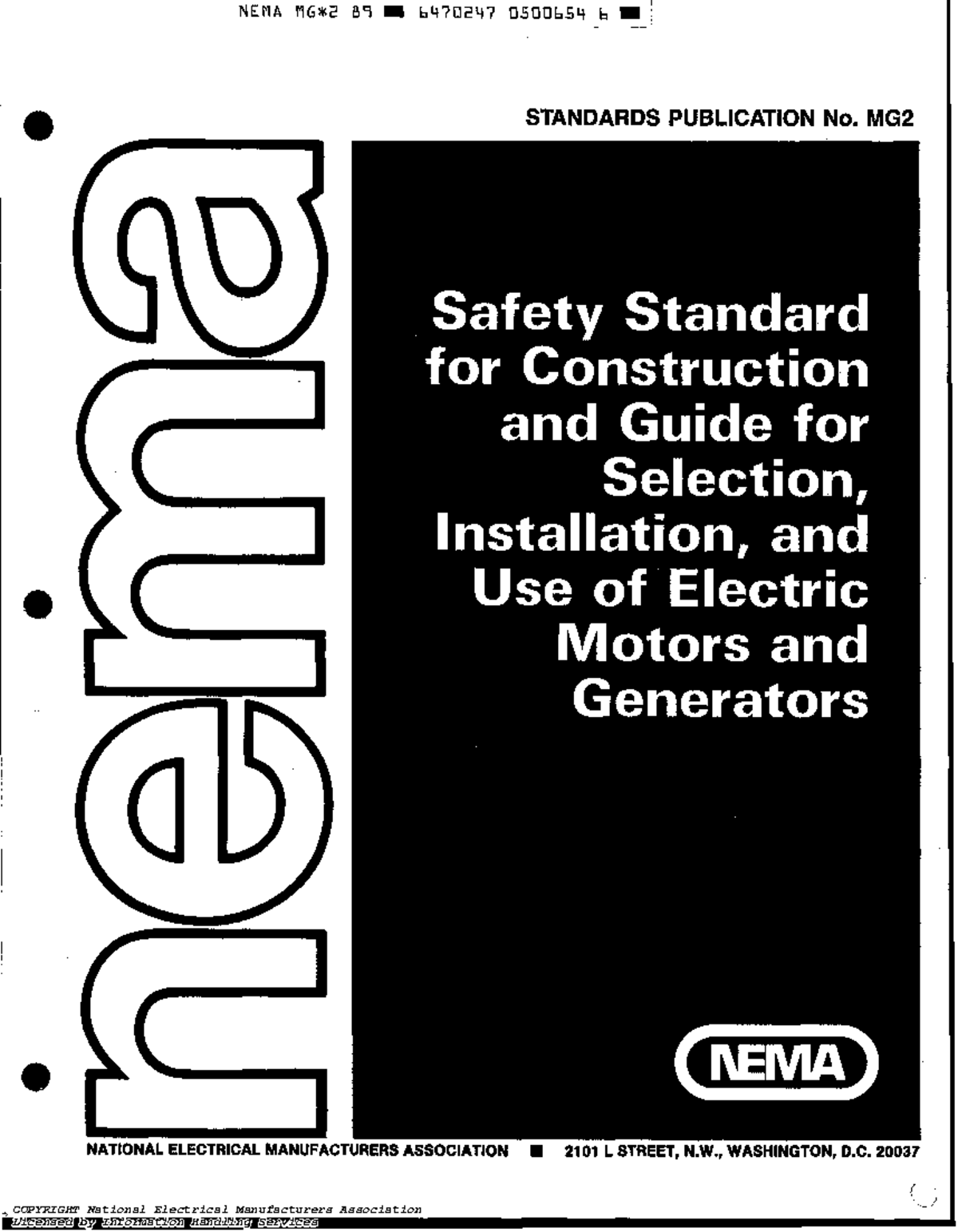 NEMA MG-2 Standards for Electric Motors & Generators Safety Guidelines ...