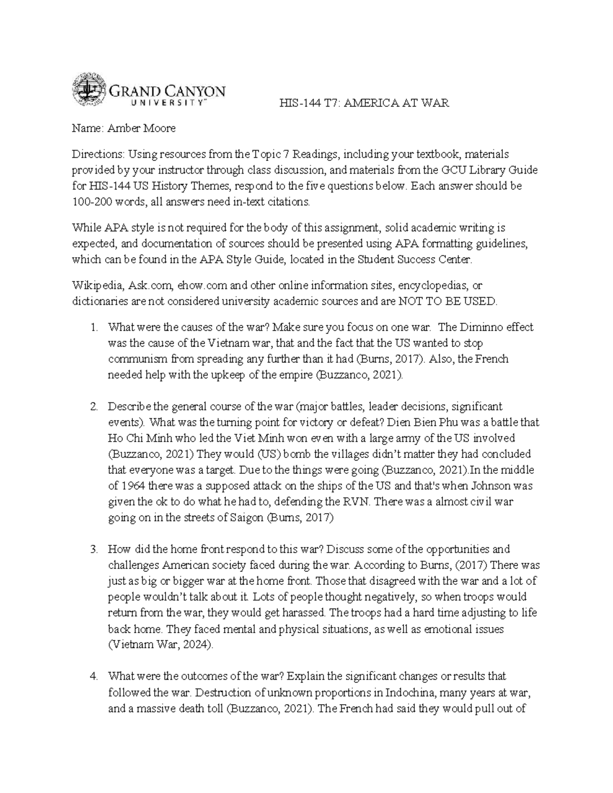 A.M.HIS-144-RS: America at War Worksheet Analysis - Studocu