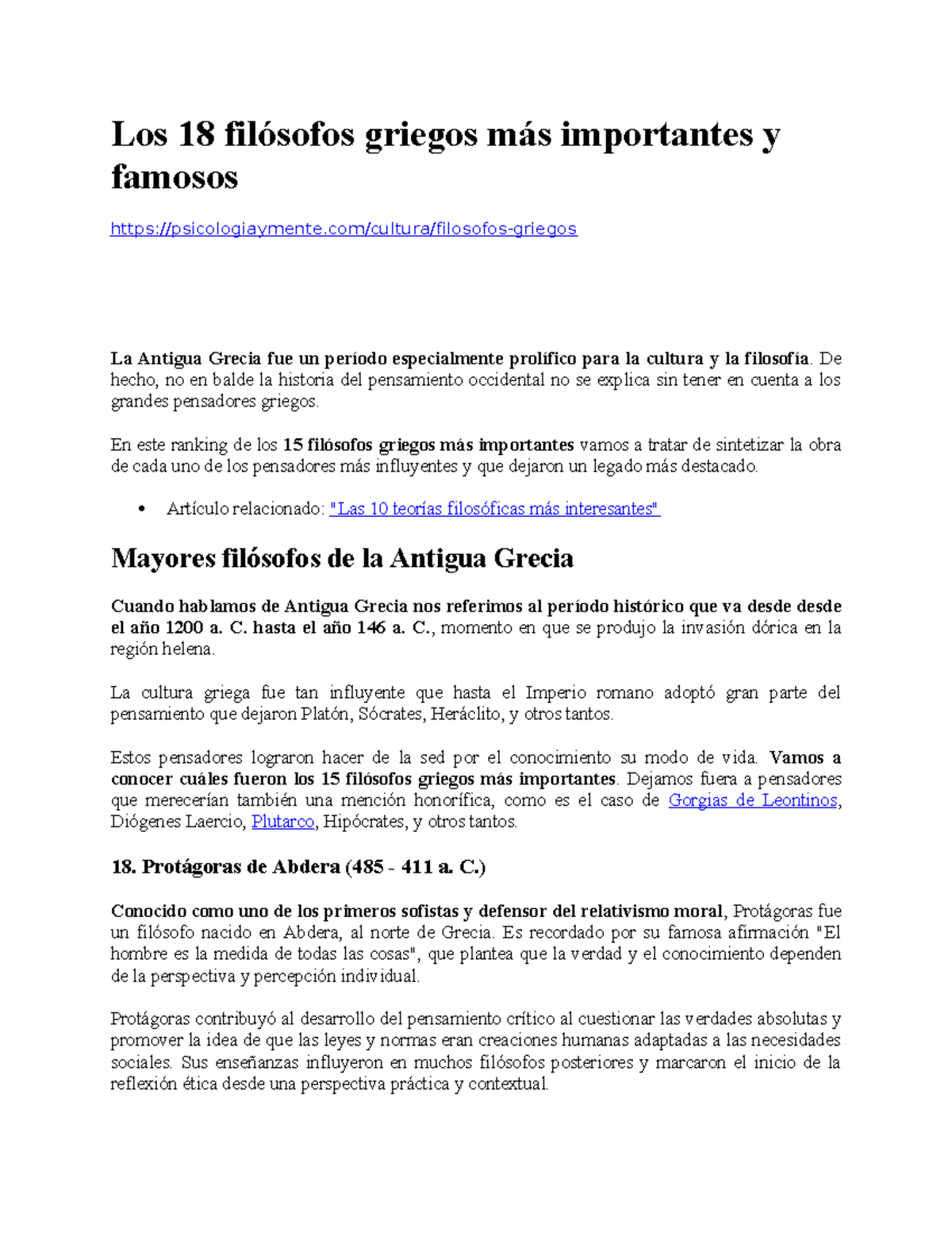 Los 18 Filósofos Griegos Más Influyentes: Análisis y Legado - Studocu