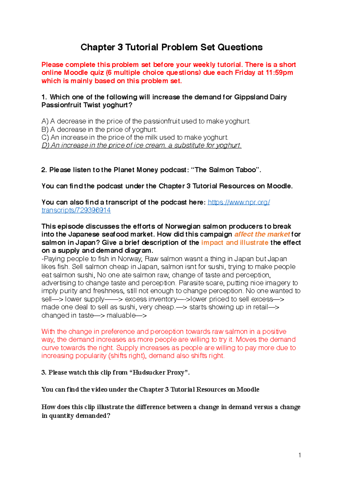 Chapter 3 Tutorial Problem Set Questions - Chapter 3 Tutorial Problem ...