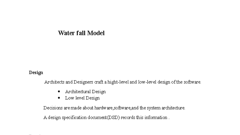 Waterfall Model Design: Software Development Process Overview - Studocu