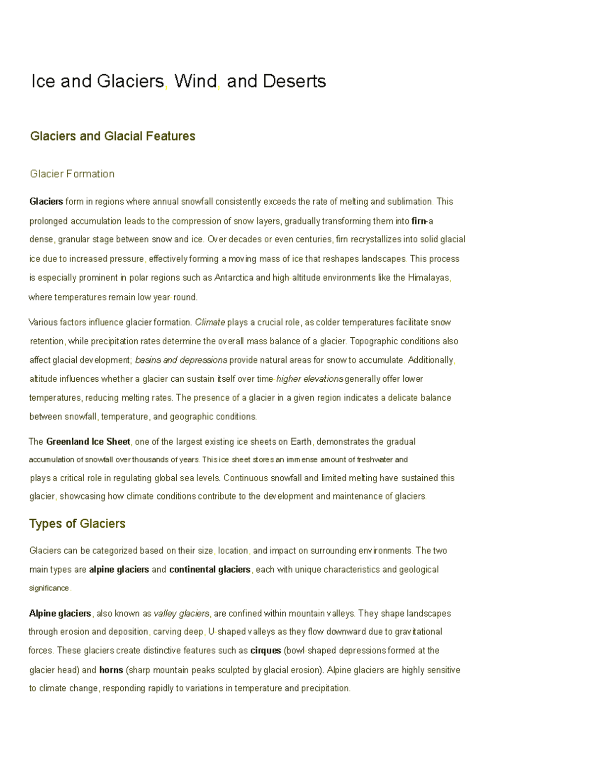 8. Glaciers, Wind Erosion, and Desert Formation: A Comprehensive Study ...