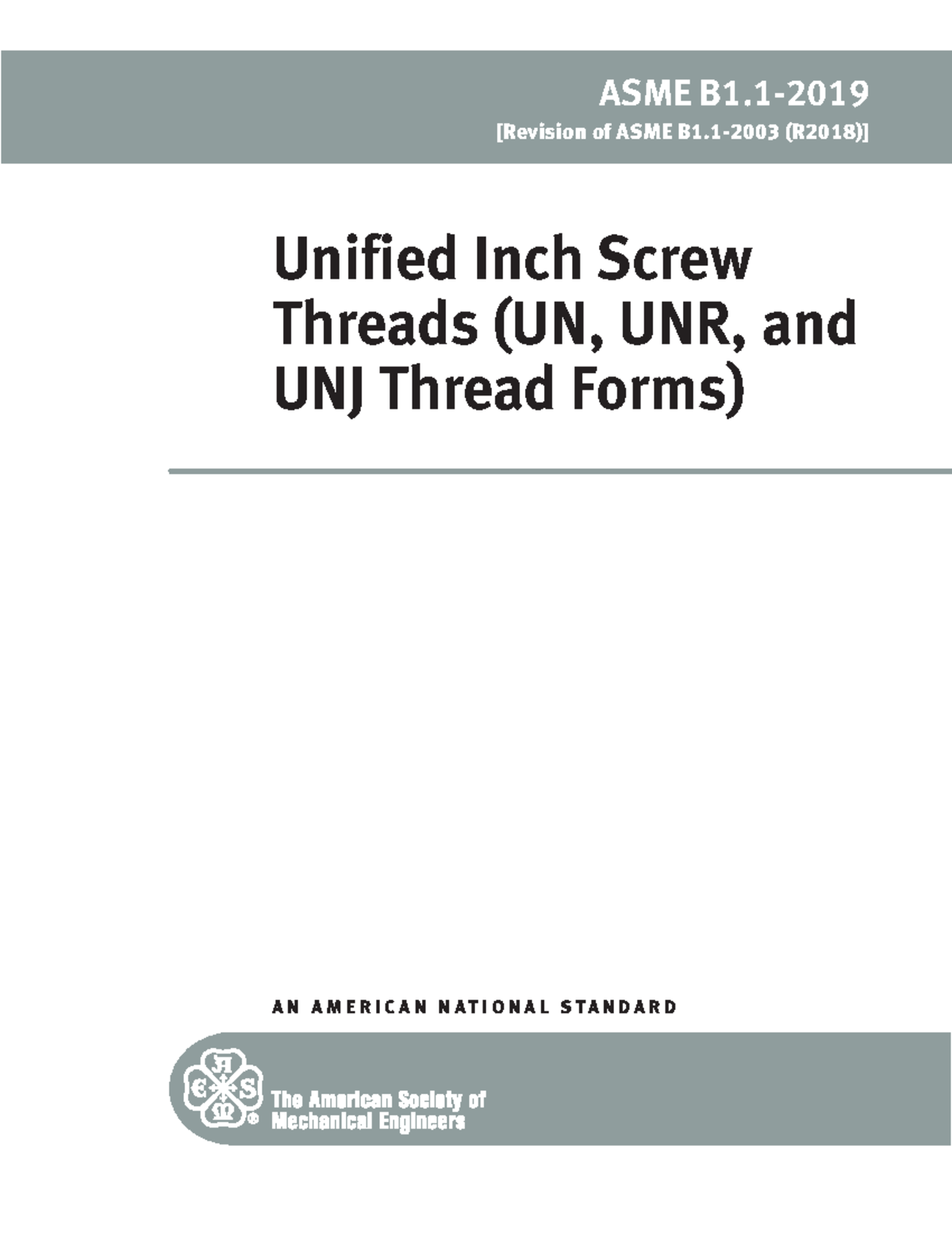 ANSI-ASME B1 1-2019 - ANSI-ASME B1 1-2019 - Unified Inch Screw Threads ...